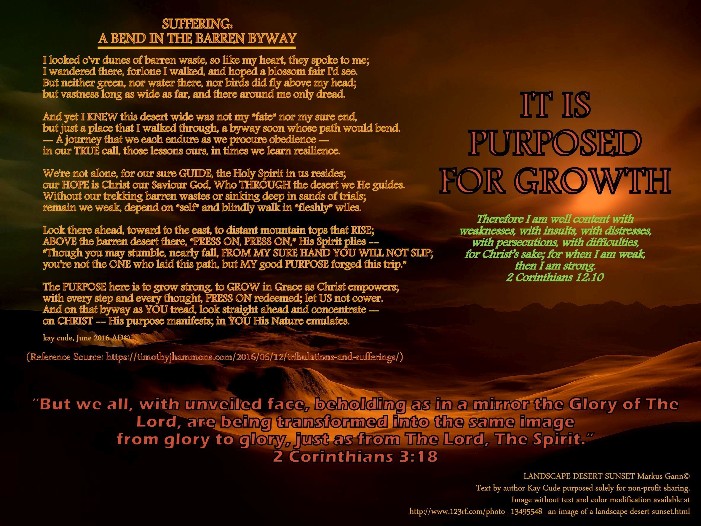 Kay Cude Poetry: Suffering- It is Purposed for Growth