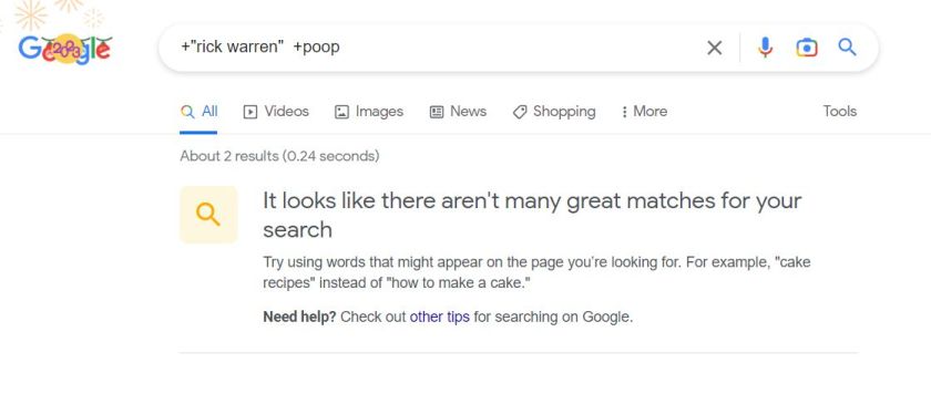 Rick Warren’s view of his flock’s problems, and a tale about how Google ...